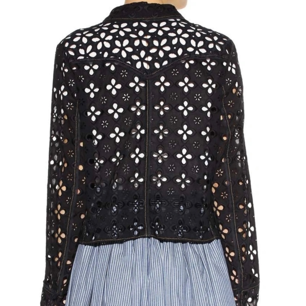 Miu Miu Embroidered Cutout Jacket In Blue - Gem